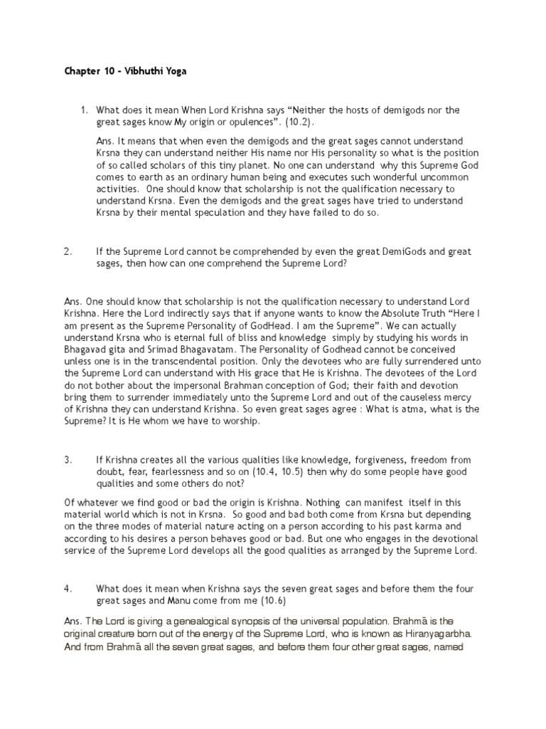 BG Chapter 10 FAQ Eng Final | PDF | Bhakti | Krishna