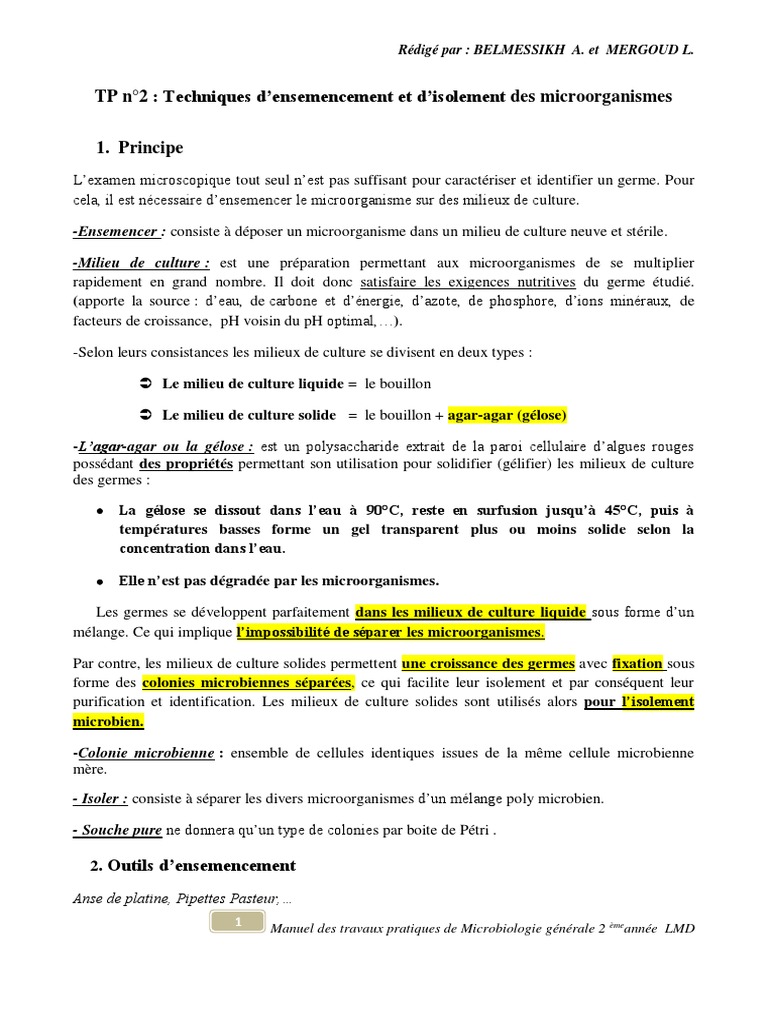 TP MICROBIOLOGIE Bacterial Classification | PDF | Milieu de culture ...
