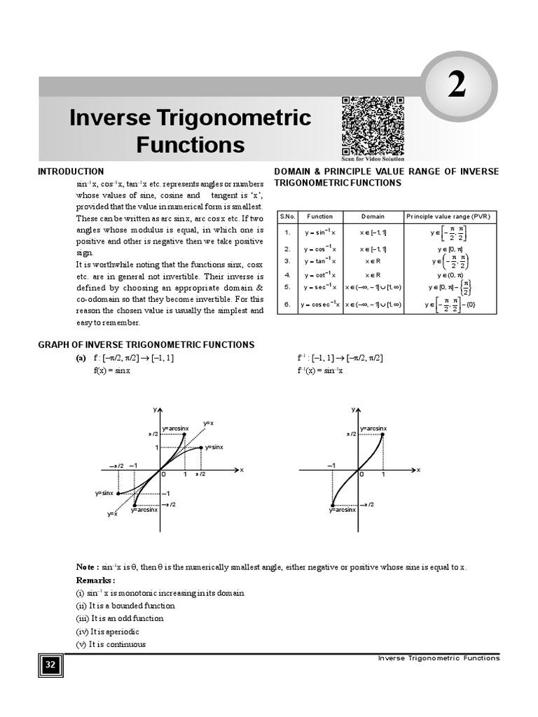 Inverse Trigonometric Functions | PDF | Trigonometric Functions | Sine