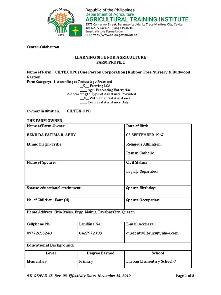 Learning Site For Agriculture Farm Profile Pdf Plant Nursery Trees
