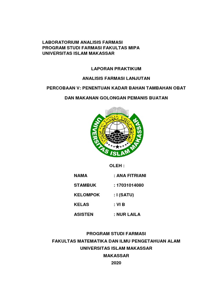 Laporan Perc 5 ANA FITRIANI Pemanis Buatan | PDF