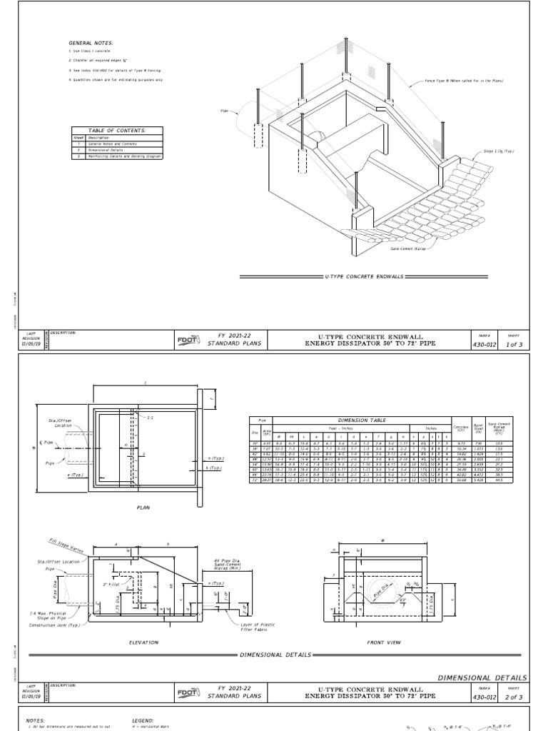 General Notes:: Energy Dissipator 30" To 72" Pipe U-Type Concrete ...