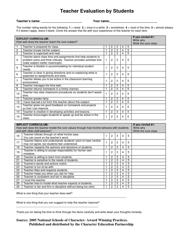 Teacher Evaluation by Students | PDF | Homework | Teachers