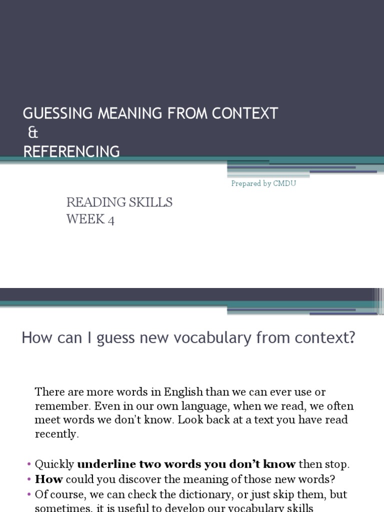 Guessing Meaning From Context & Referencing | PDF | English Language | Word