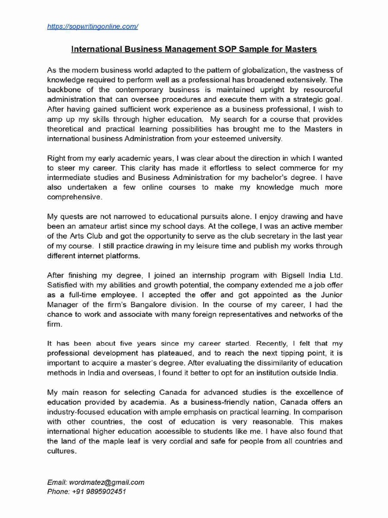 International Business Management SOP | PDF