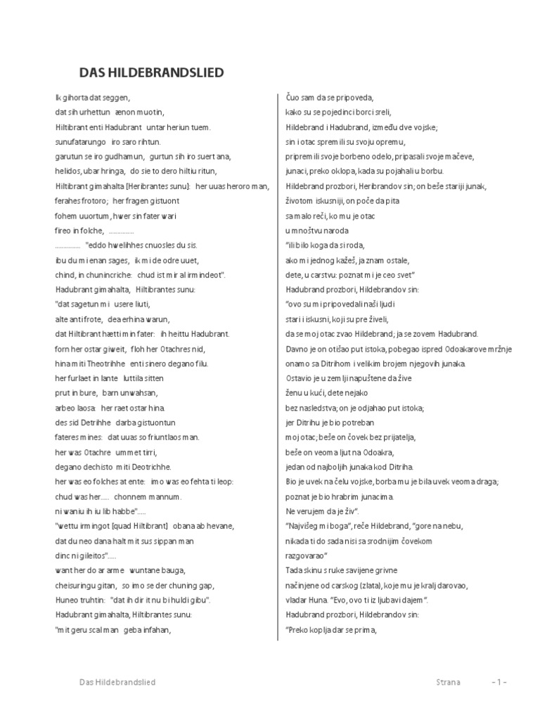 Hildebrandslied 1 | PDF