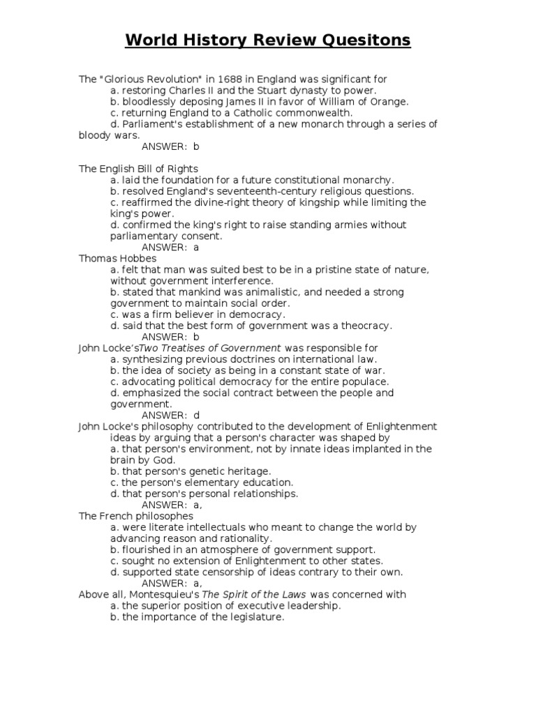 MWH Reveiw Questions | PDF | World War II | Cold War