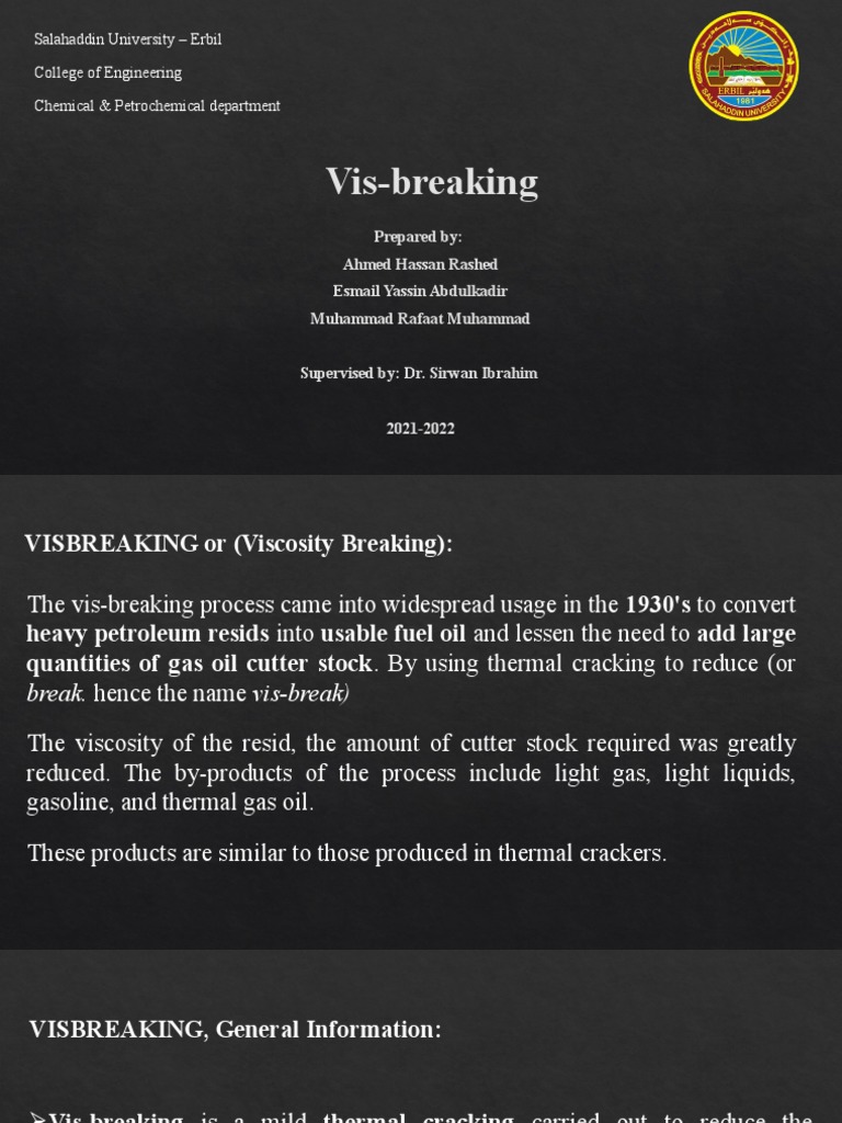 Vis Breaking | PDF | Cracking (Chemistry) | Fuel Oil