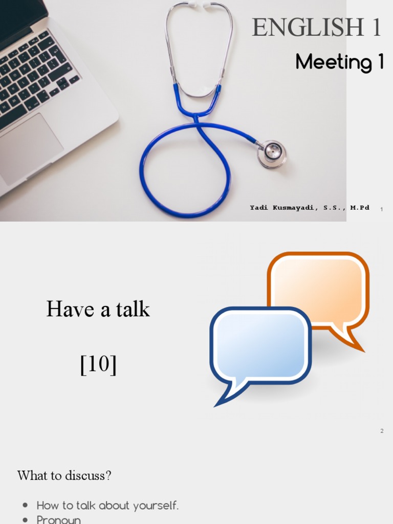 English 1 - Lesson 1 - Introduction, Medical Equipment, Pronoun | PDF