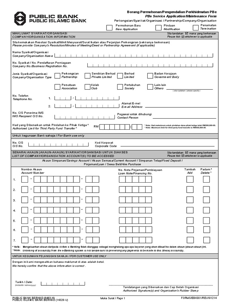 Public Bank Berhad Borang Pinjaman | PDF