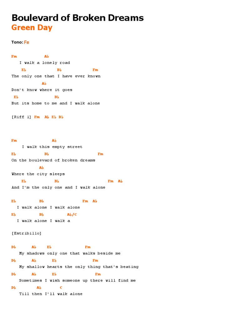 Green Day - Boulevard of Broken Dreams | PDF