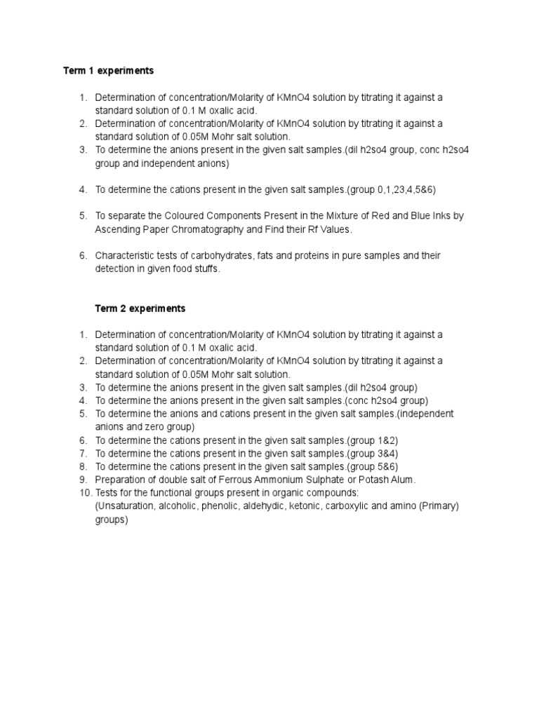 Chemistry Practical File - Index | PDF