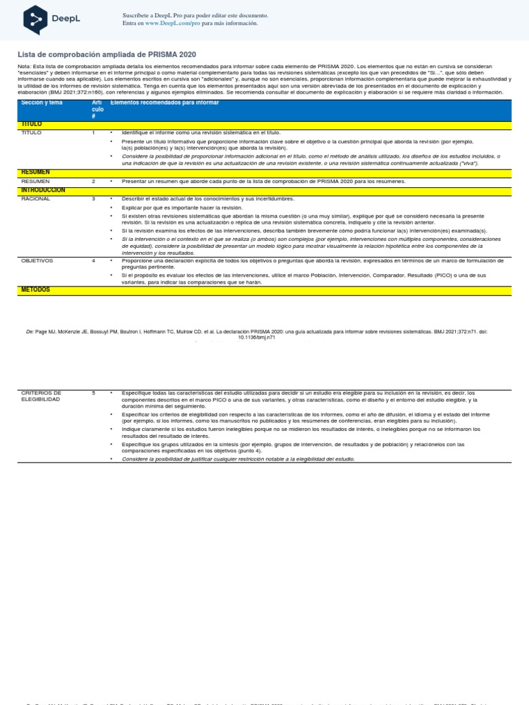 PRISMA 2020 Expanded Checklist ES | PDF | Metaanálisis | Estadísticas