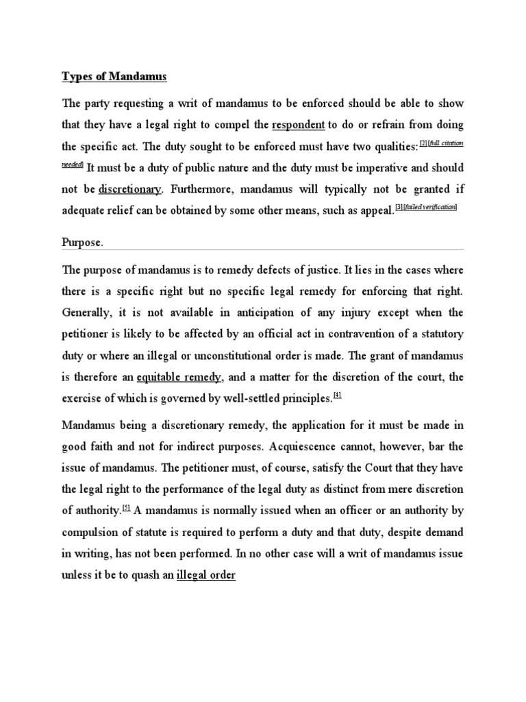 Types of Mandamus | PDF | Mandamus | Justice