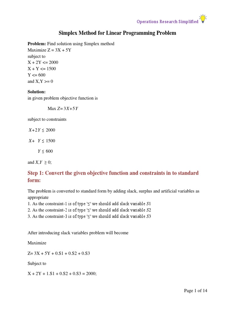 LPP Maximization Simplex Method | PDF | Mathematical Optimization | Theoretical Computer Science
