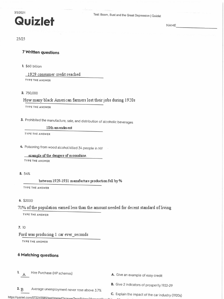 Jun Chewning - 1920s Quiz 1 | PDF | Travel