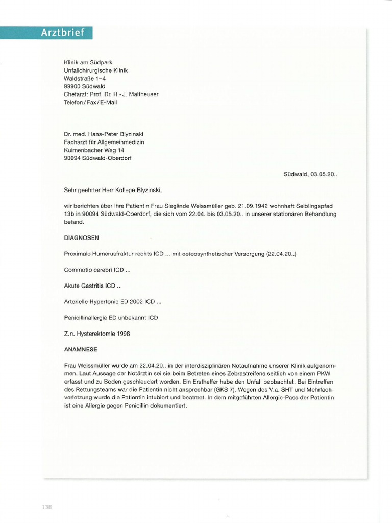 Arztbrief Lesen | PDF