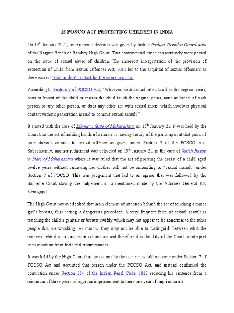 I Posco A P C I: "Skin To Skin" Contact For The Crime To Occur. Section ...