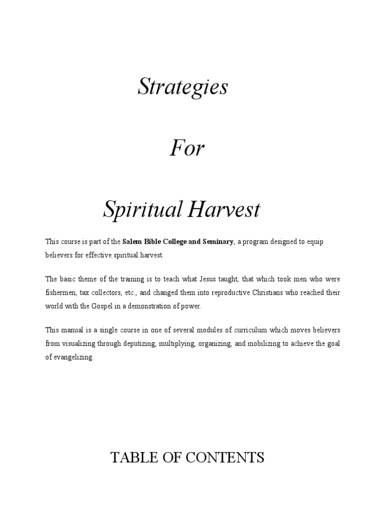 Strategies For Harvest | PDF | Jesus | Paul The Apostle