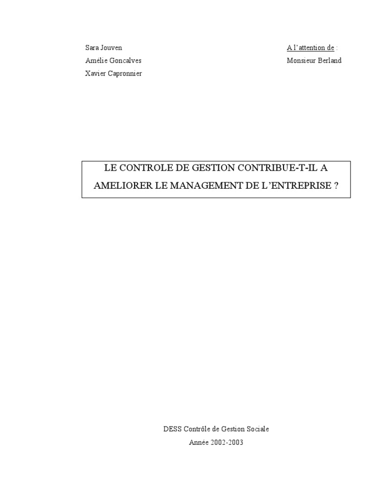 Controle de Gestion | PDF | Évolution de carrière | Affaires