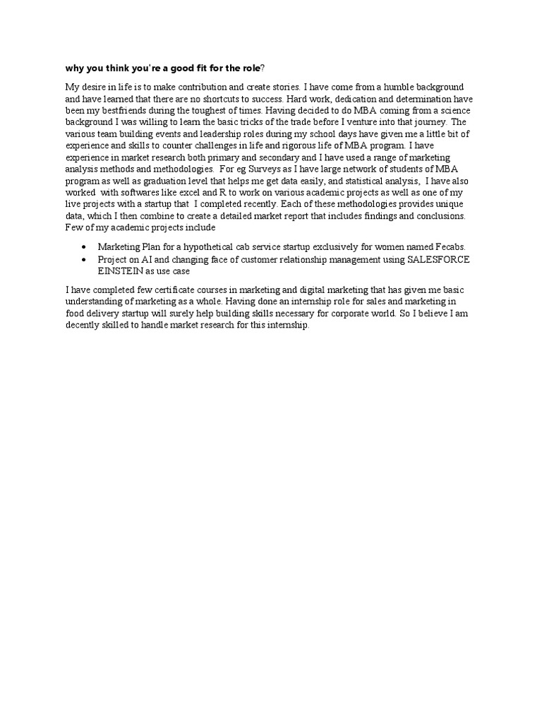 Why I Should Be Hired For This Role | PDF