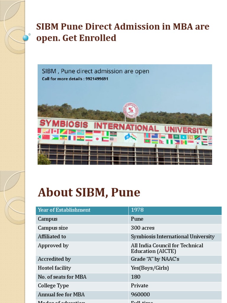 SIBM Pune MBA Direct Admission Guide | PDF | University And College ...