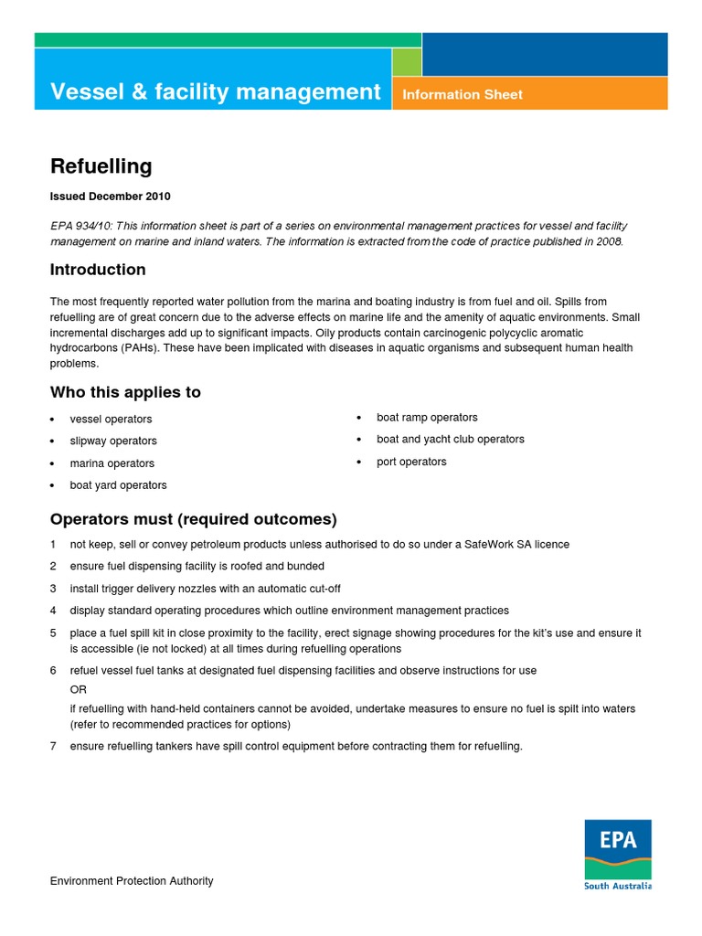 Vessel Refuelling Management | PDF | Oil Spill