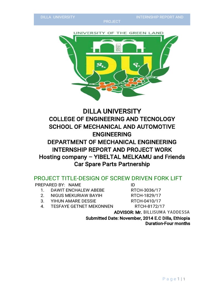 Screw Driven Forklift Project | PDF