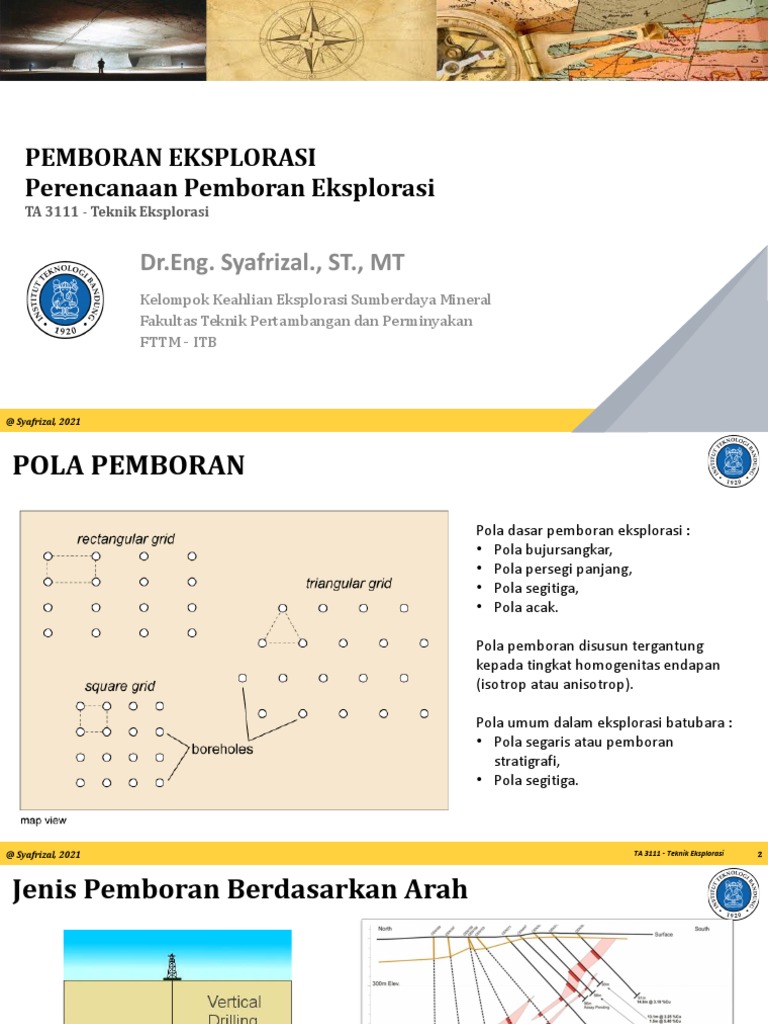 2021 TA3111 Teknik Eksplorasi - Materi 09e - Perencanaan Pemboran | PDF