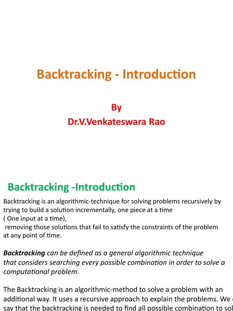 Backtracking - Introduction | PDF | Theoretical Computer Science ... Backtracking - Introduction | PDF | Theoretical Computer Science ...