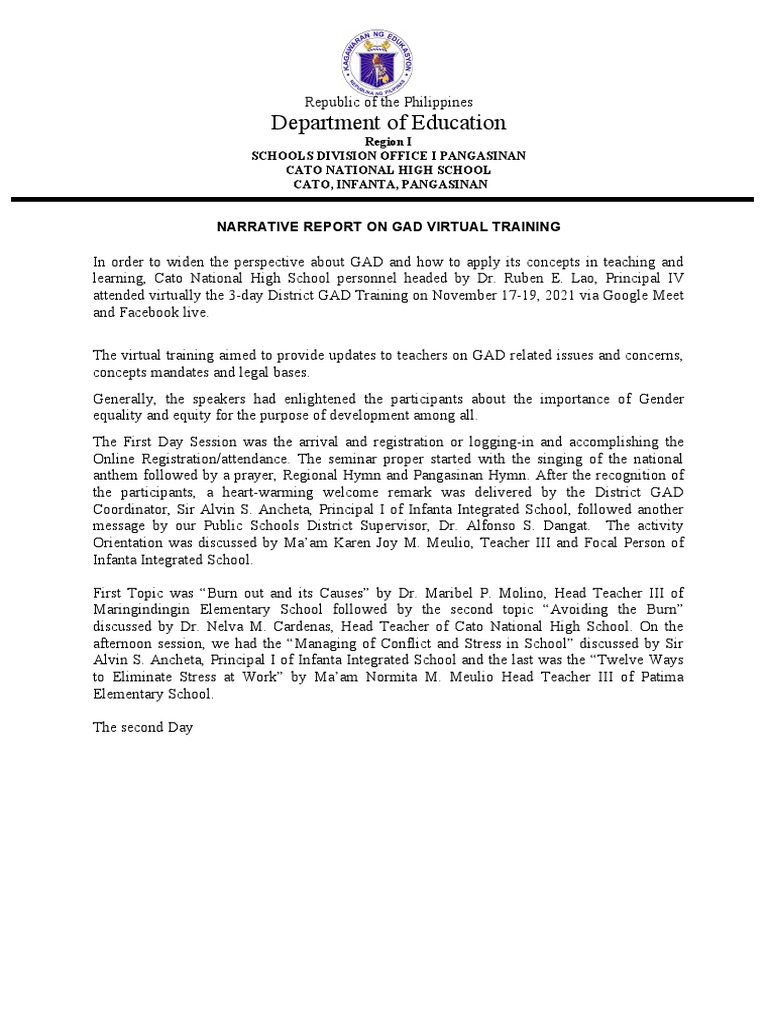 Narrative Report | PDF