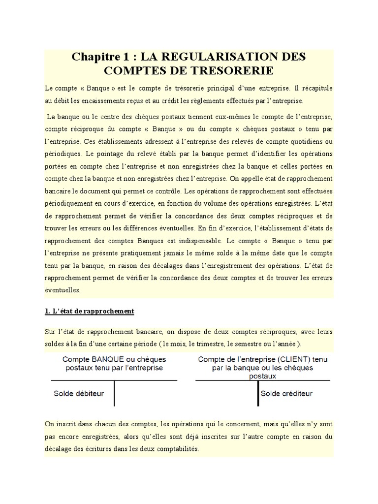 Rapprochement Bancaire et Régularisation | PDF | Banques | Comptabilité
