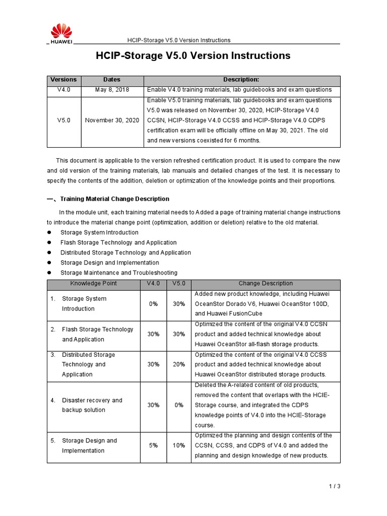 HCIP-Storage V5.0 Version Instruction | PDF | Computing | Computer Science