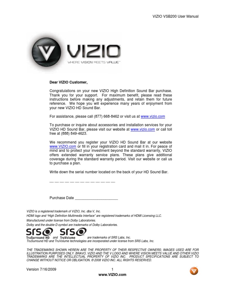 Vizio Sound Bar | PDF | Set Top Box | Ac Power Plugs And Sockets