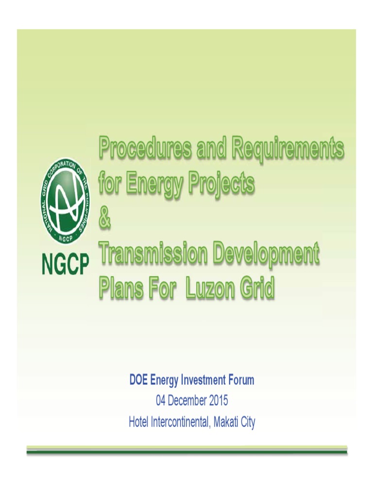 NGCP - Procedures and Requirements For Energy Projects | PDF | Electric ...