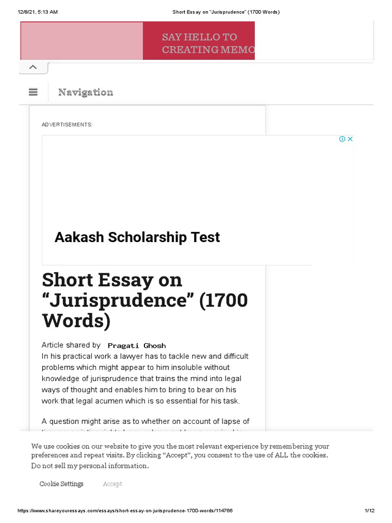 Short Essay On "Jurisprudence" (1700 Words) | PDF | Jurisprudence ...