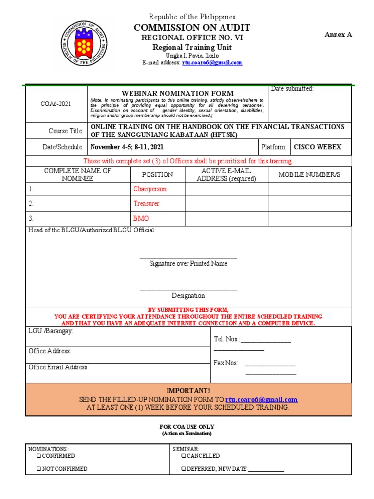 Annex-A Nomination Form HFTSK - Final PRISTINE | PDF | Human Rights ...