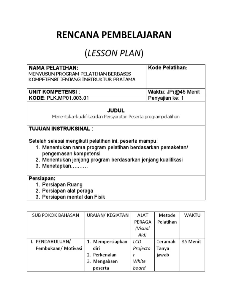 Program Pelatihan Kompetensi Instruktur | PDF