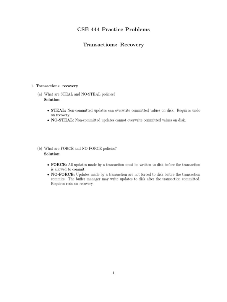 CSE 444 Practice Problems | PDF | Computer Data | Data Management