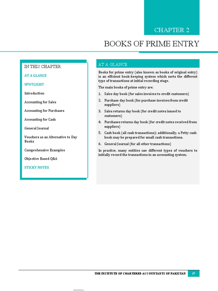 Books of Prime Entry: in This Chapter | PDF | Debits And Credits ...