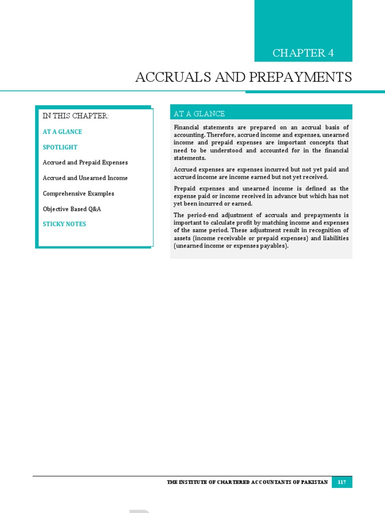 Accruals and Prepayments: in This Chapter | PDF | Deferral | Debits And ...
