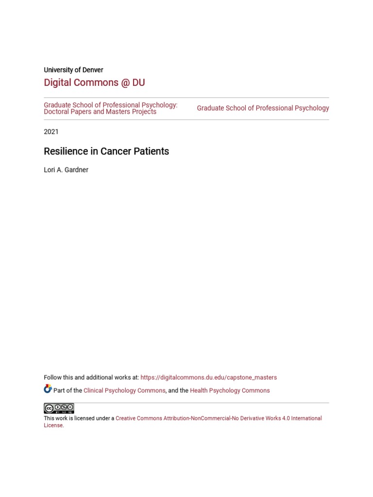 Resilience in Cancer Patients | PDF | Psychological Resilience ...