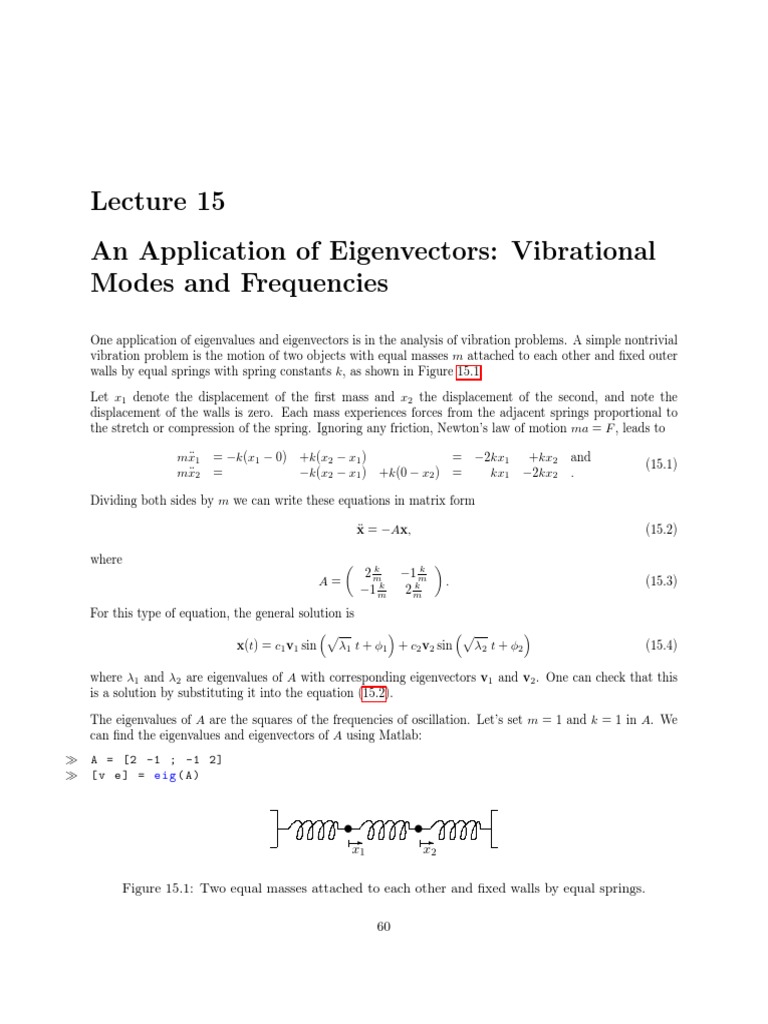 An Application of Eigenvectors: Vibrational Modes and Frequencies | PDF | Eigenvalues And ...