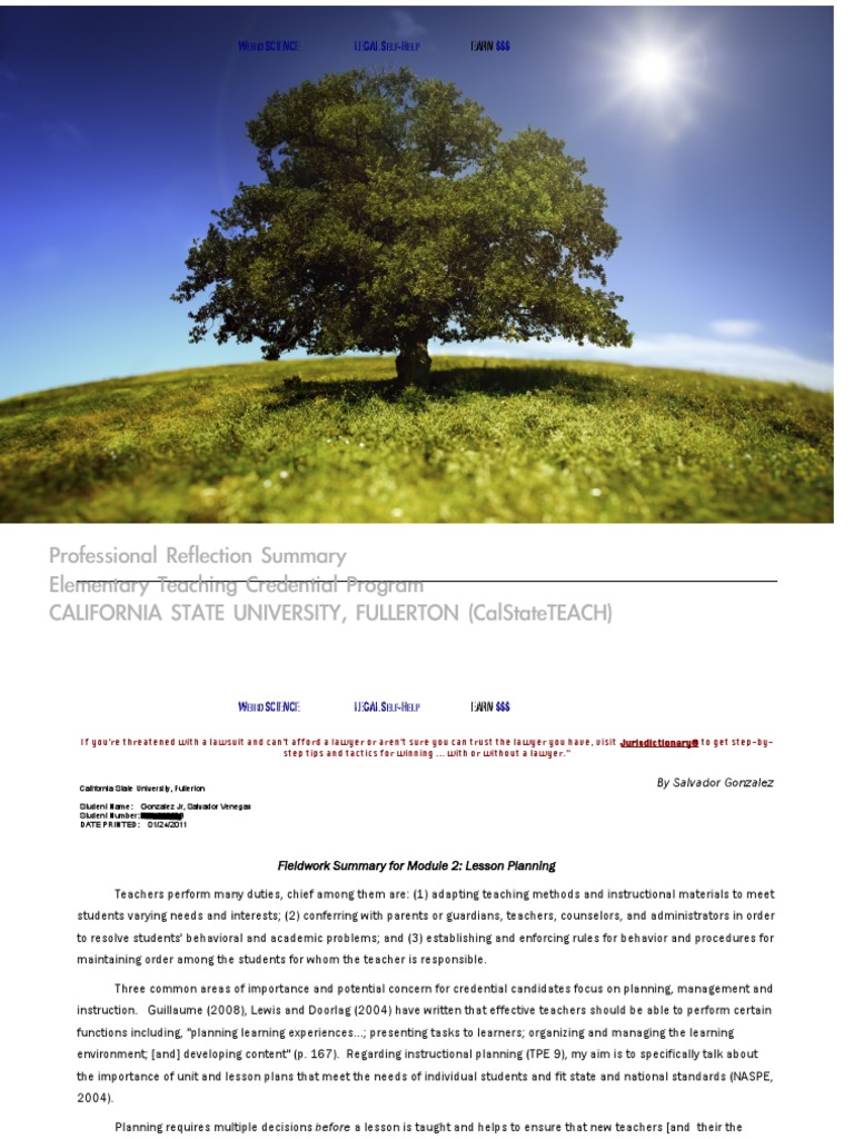 Professional Reflection Module 2 For CalStateTEACH Credential Program ...