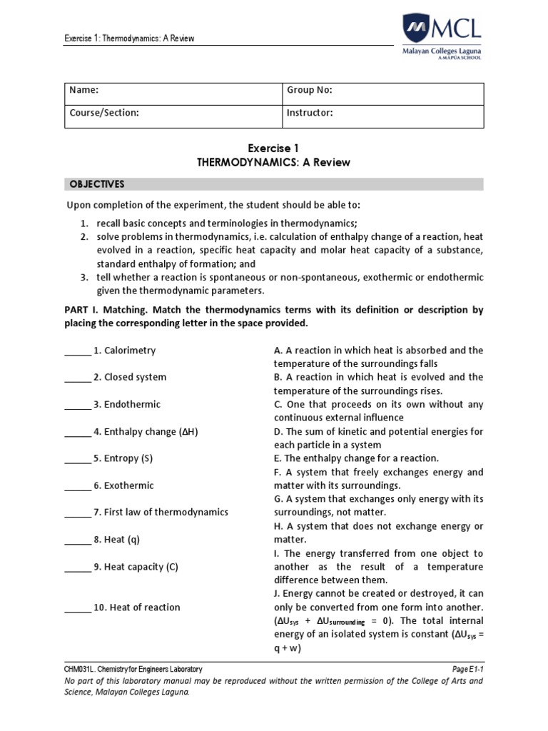 Thermodynamics Lab Review | PDF | Heat | Enthalpy