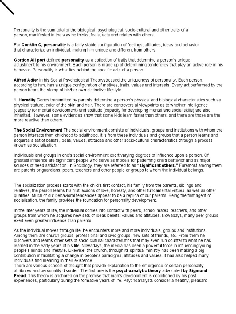 Exploring Theories of Personality Development: Biological ...