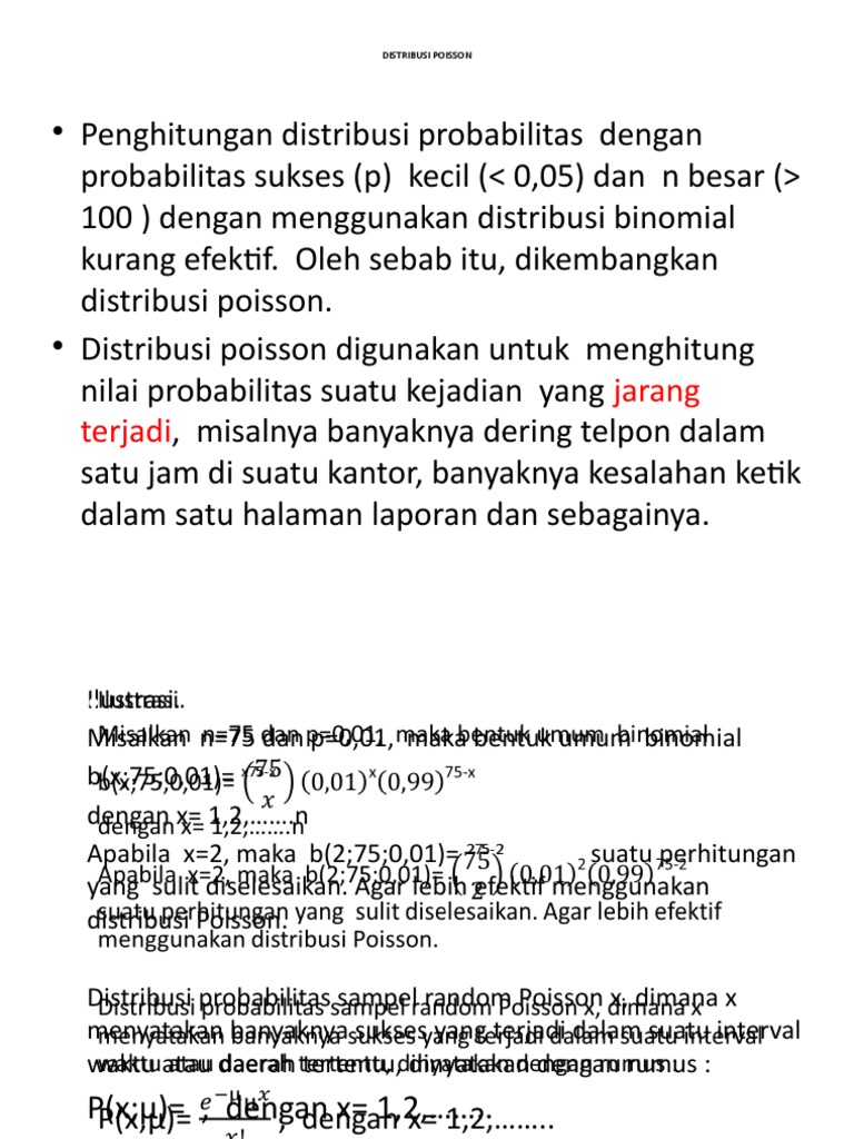 Rumus Distribusi Poisson dan Contoh Soal | PDF