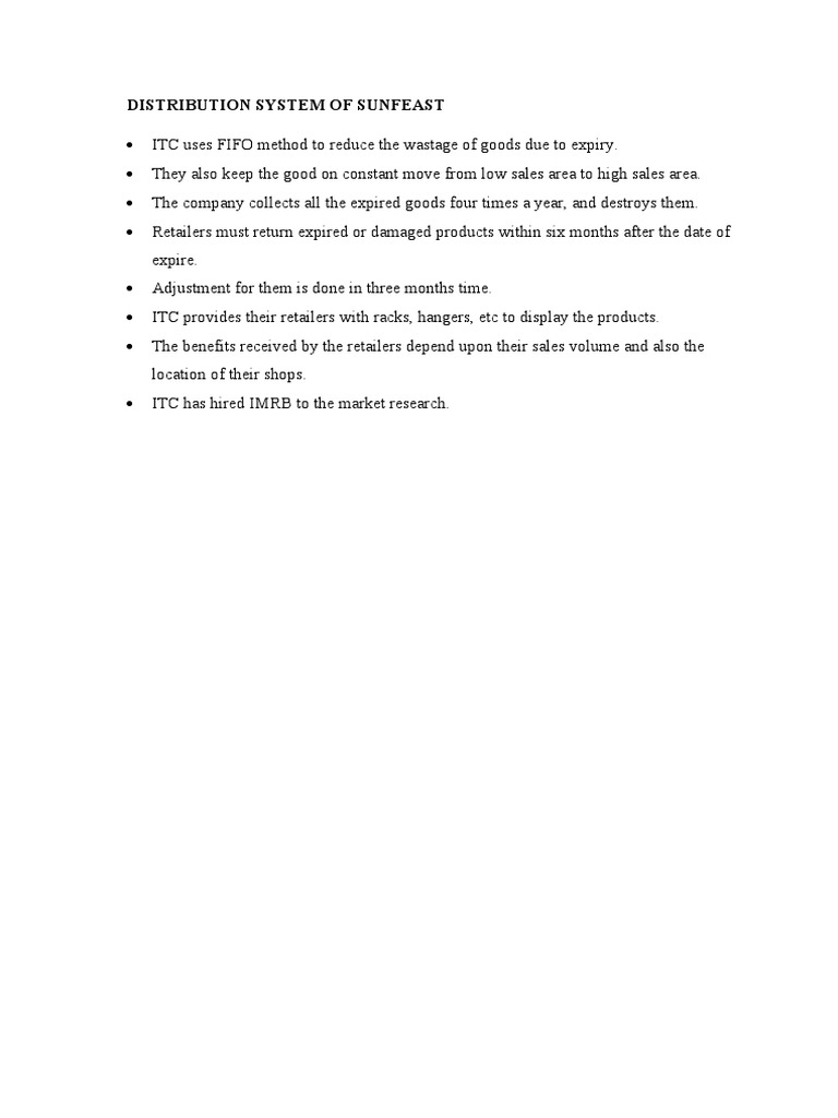 Distribution System of Sunfeast | PDF | Business