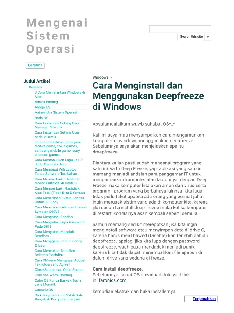 Cara Menginstall Dan Menggunakan Deepfreeze Di Windows | PDF ...