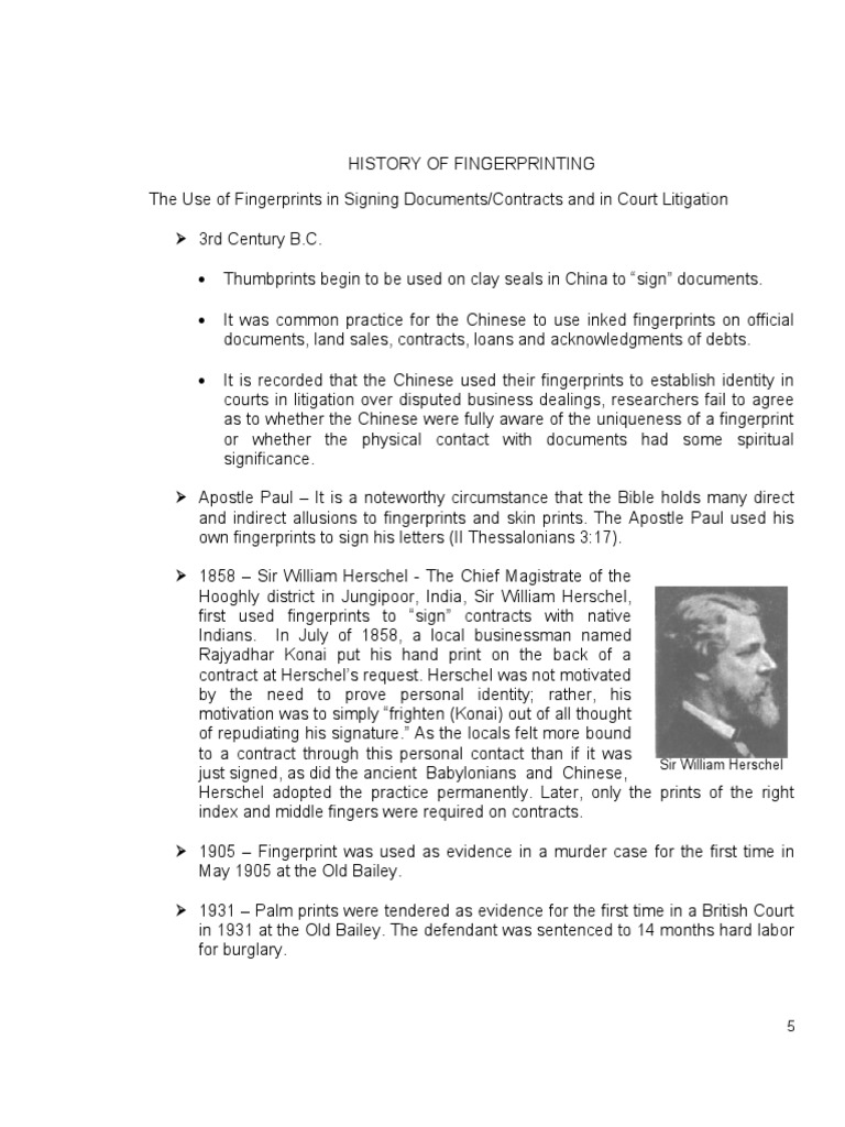 5 To 11 History of Fingerprint | PDF | Fingerprint